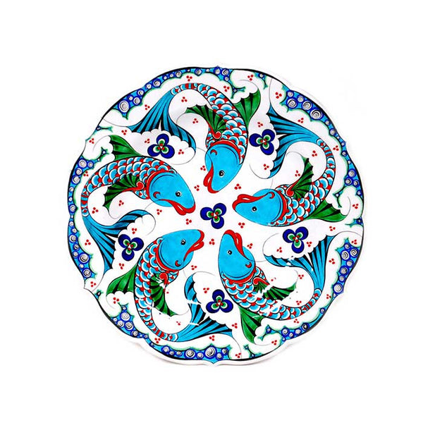 Iznik Plate | Turquoise Fishes - İznik Çini